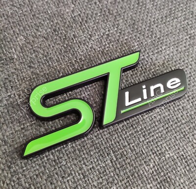 Neon Green & Black ST Line Badge Metal Emblem for Ford Fiesta Focus ...