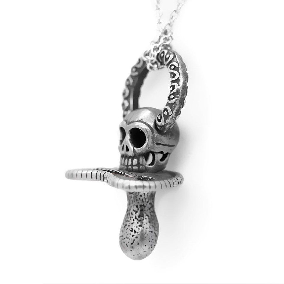 Skull Pacifier Pendant Necklace Stainless Steel Punk Goth By Controse ...