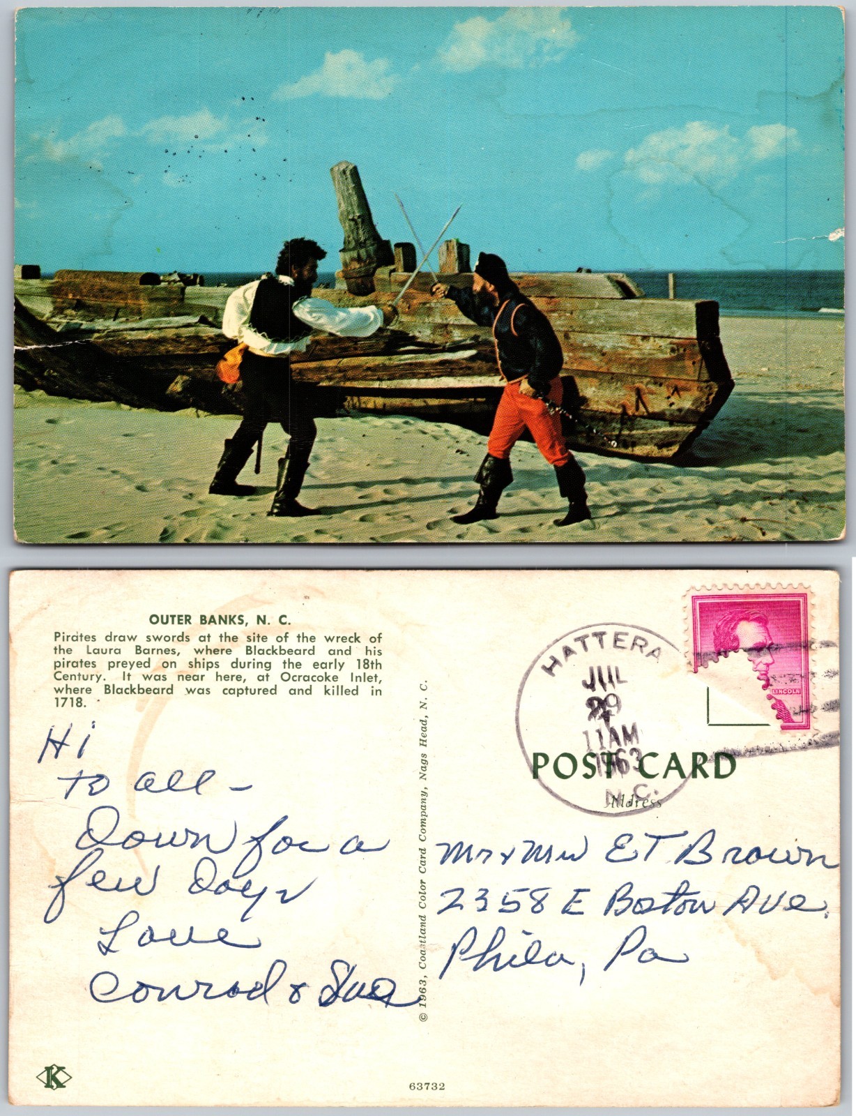 Outer Banks NC Pirate Duel Beach Shipwreck Postcard | eBay