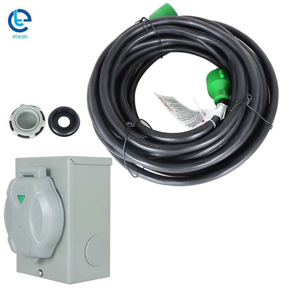 30 Amp 25/50/75/100FT Generator Extension Power Cord & Power Inlet Box ...