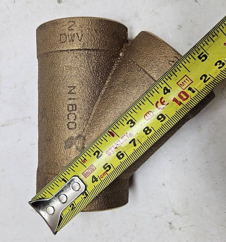 NIBCO DWV 2" Female Solder Cast Bronze 45° Angle Wye CxCxC Pipe Fitting ...