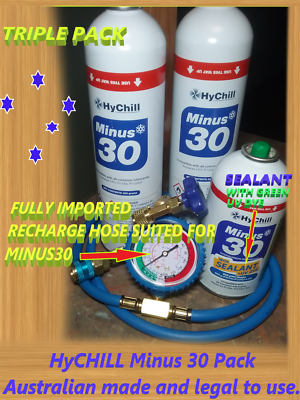 HyChill MINUS 30 TRIPLE PACK+ RECHARGE HOSE AUSTRALIAN MADE LEGAL EASY ...