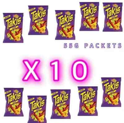 Takis Fuego 55g Pack Hot Chilli Crunchy American Crisps Snacks Chips 10 ...