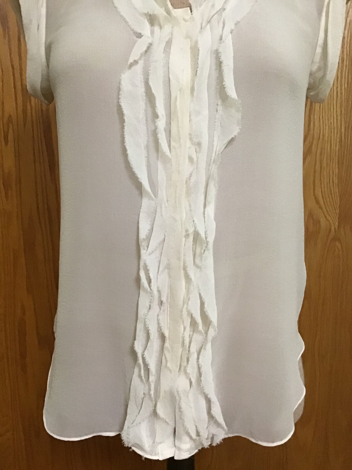 Madewell Broadway & Broome Women's Sheer Silk Button Up Top Ivory Size ...