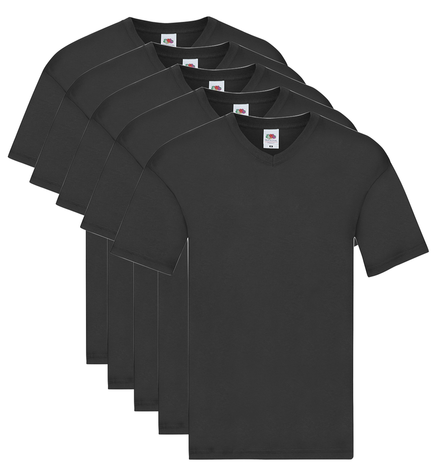 Fruit of the Loom Cotton V Vee Neck Original T-Shirt Tee shirt S-XXL [5 ...