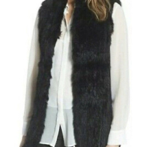 Love Token Black 100% Rabbit Fur Vest Long Length Hidden Closures ...