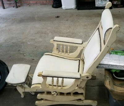 Vintage Spring Rocking Chair 19th Century Headrest + Footrest | eBay