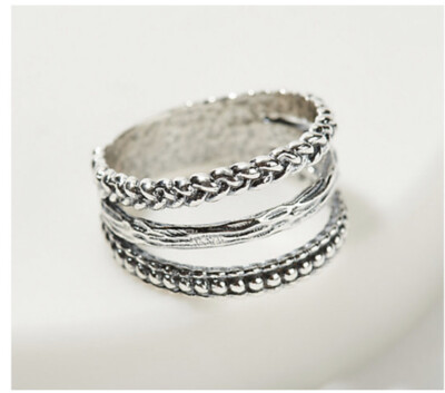 NWOT OR PAZ STERLING SILVER 925 THREE ROW TEXTURED RING SZ 7 MADE IN ...