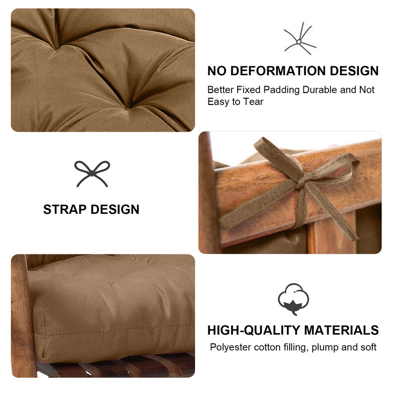 Rocking Chair Cushion Set w/Ties Outdoor Seat Chair Cushions 2Pack in ...