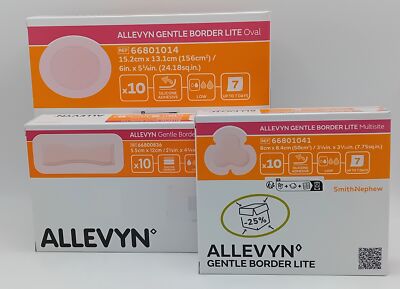 Allevyn Gentle Border Lite Boxes of 10 - Various Sizes and Shapes ...