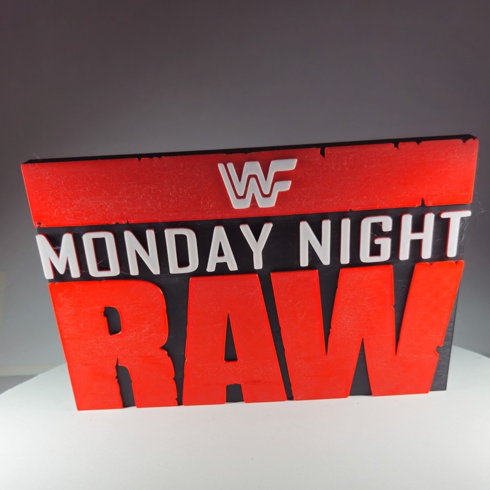 WWF Monday Night 3D printed stand 8" x 5" Wrestling free standing ...