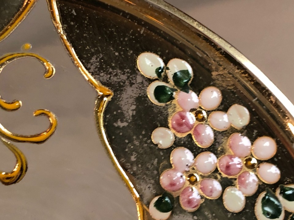 Unusual Att. Moser Glass Demitasse Cup & Saucer, Aqua Blue Uranium Gold ...