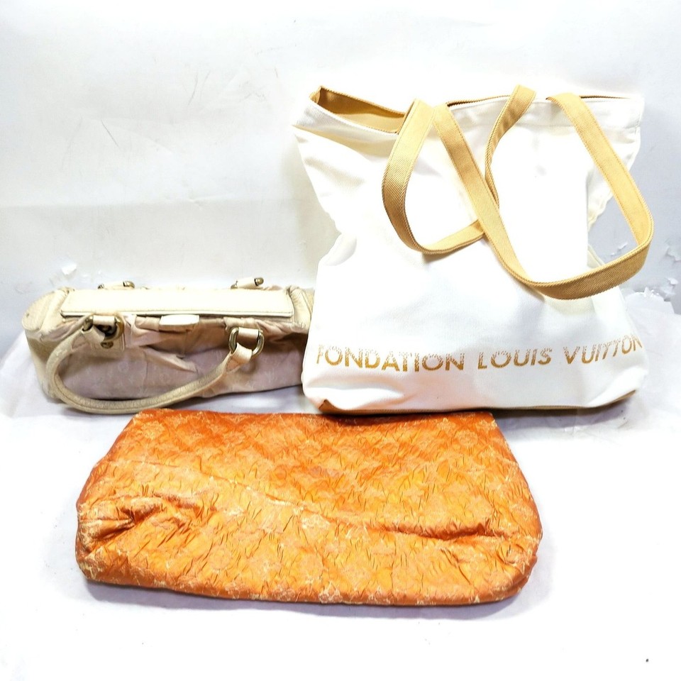 Louis Vuitton Hand Bag Tote Bag Clutch 3 set Orange Leather 5600585 | eBay
