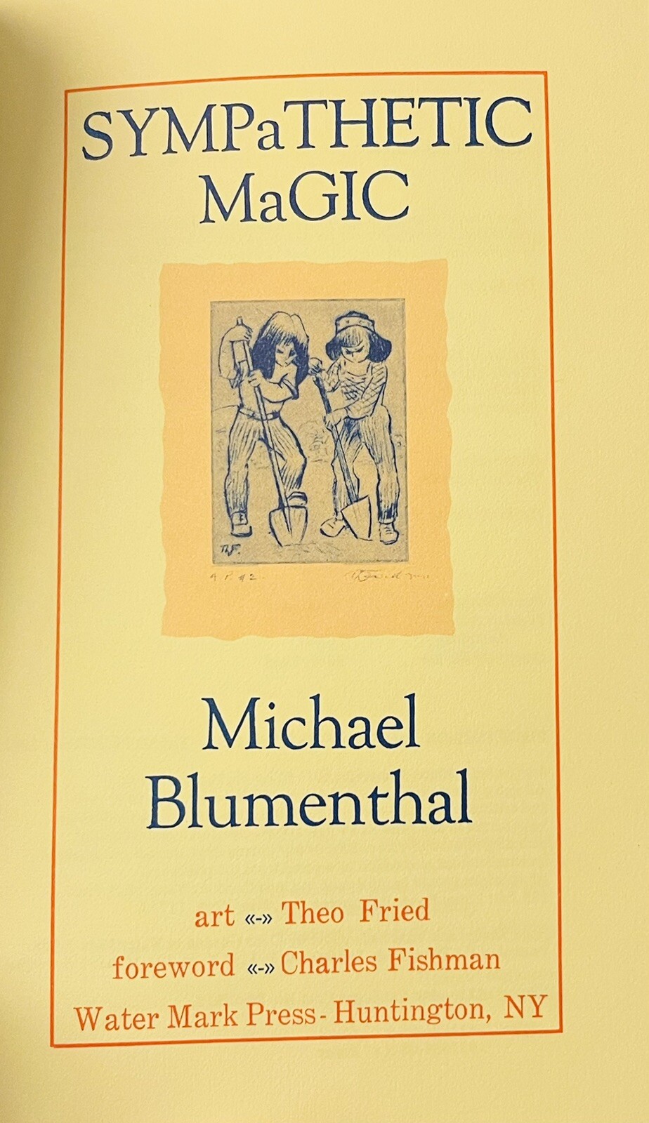 SYMPaTHETIC MaGIC MICHAEL BLUMENTHAL 1982 VG+ 1st ED 3rd PRINTING ART ...