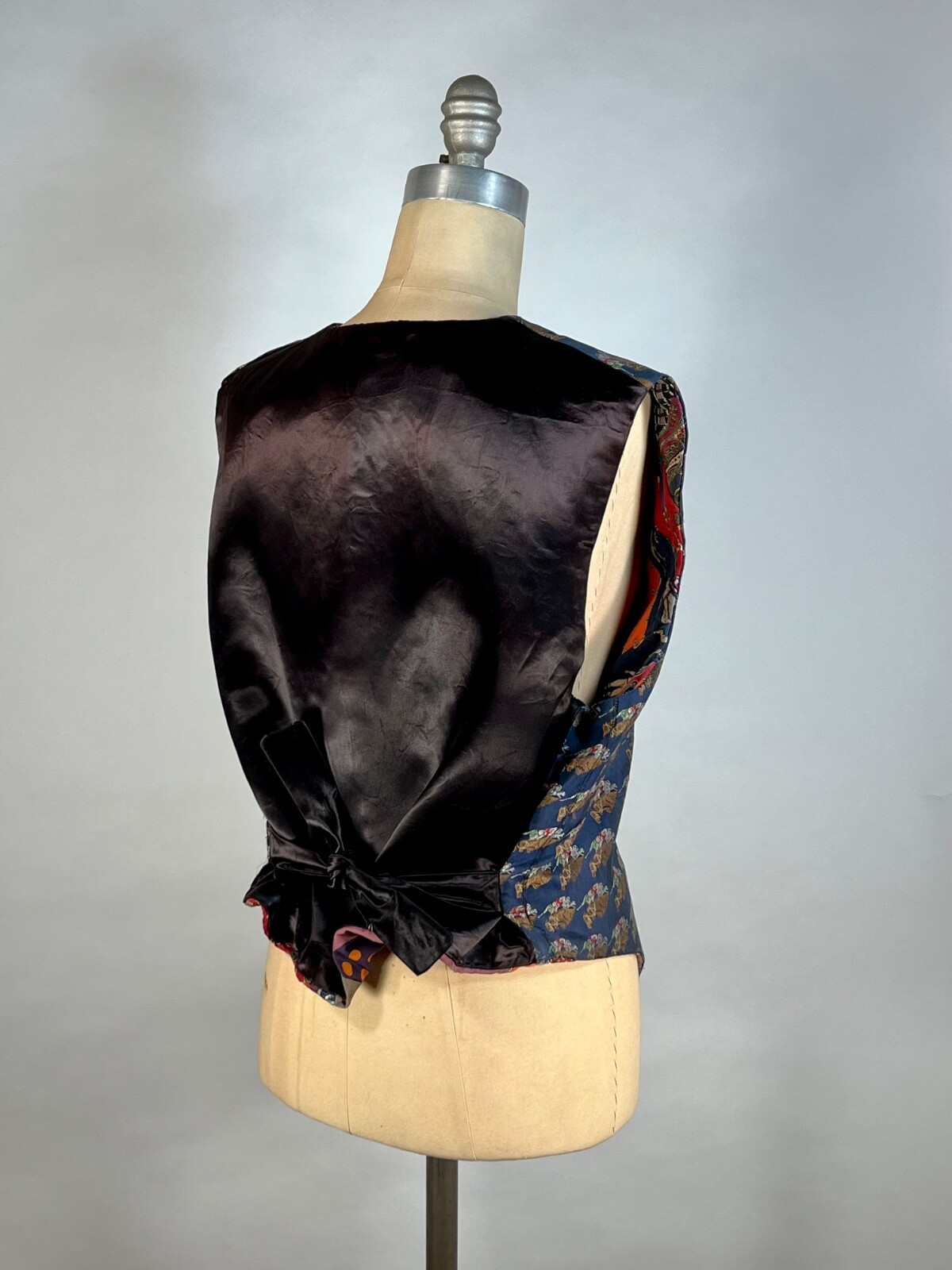 Vintage ONE-OF-A-KIND quilted silk neckties reversible Mens vest w ...