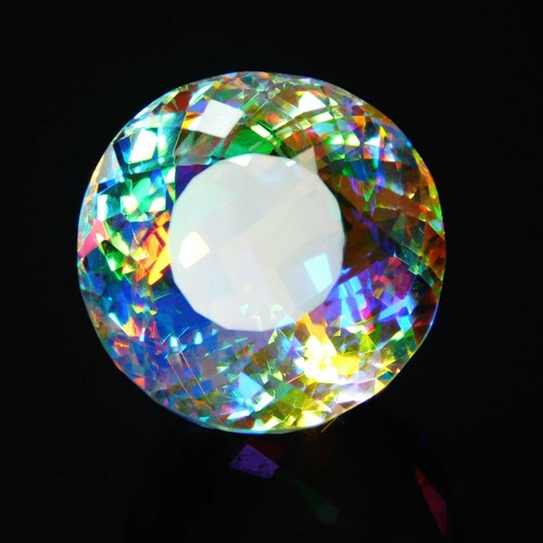 58 Ct Shiny A++ Rainbow Mystic Topaz Round Cut Rare Certified Gemstone ...