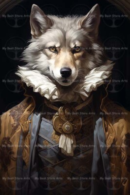 VICTORIAN WOLF ART PRINT, Animal Portrait, Werewolf Poster Gothic Decor ...