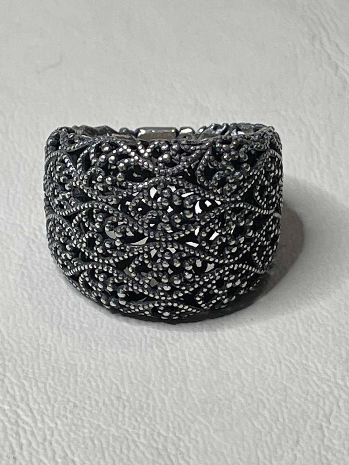 PAZ CREATIONS ISRAEL 925 STERLING SILVER RING SIZE 7 FLORAL FILIGREE ...