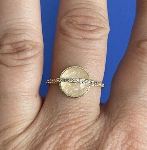 Bomb Party Ring (Size 10) Genuine Rose Quartz Yellow Gold Plating ...
