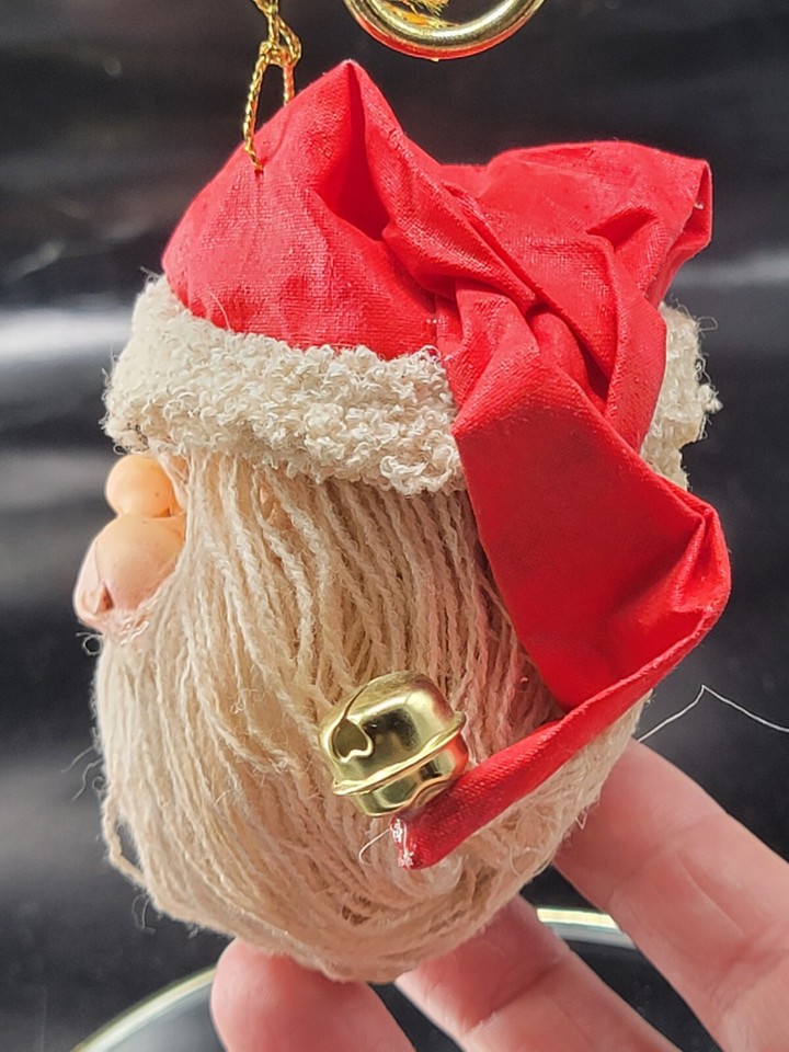 Vintage Christmas Santa Claus Head With String Beard Ornament | eBay