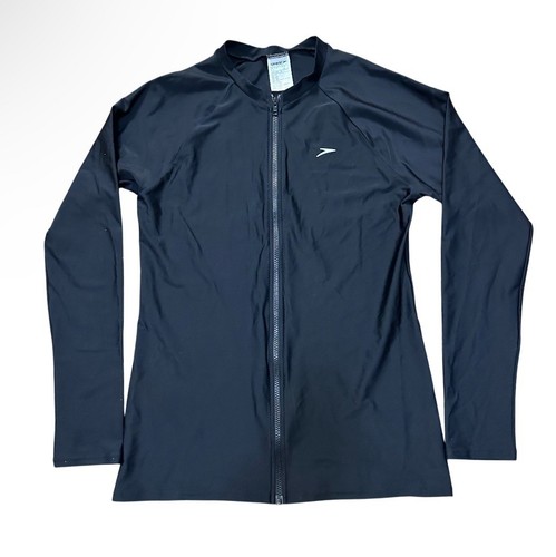 Speedo Women’s Rash Top Sz 16 Black Long Sleeve Zip Front EUC Z5 | eBay ...