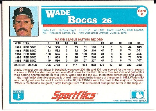 1987 Sportflics VAR Cards with 1987 Copyright Variation You Pick ...