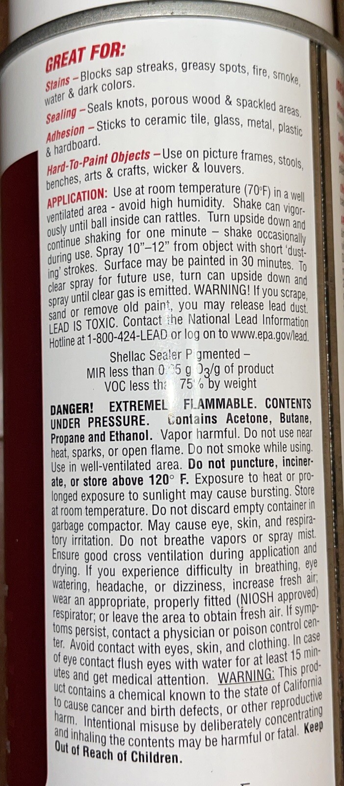 Zinsser B-I-N Shellac-Base Primer Spray - White, 13oz for sale online ...