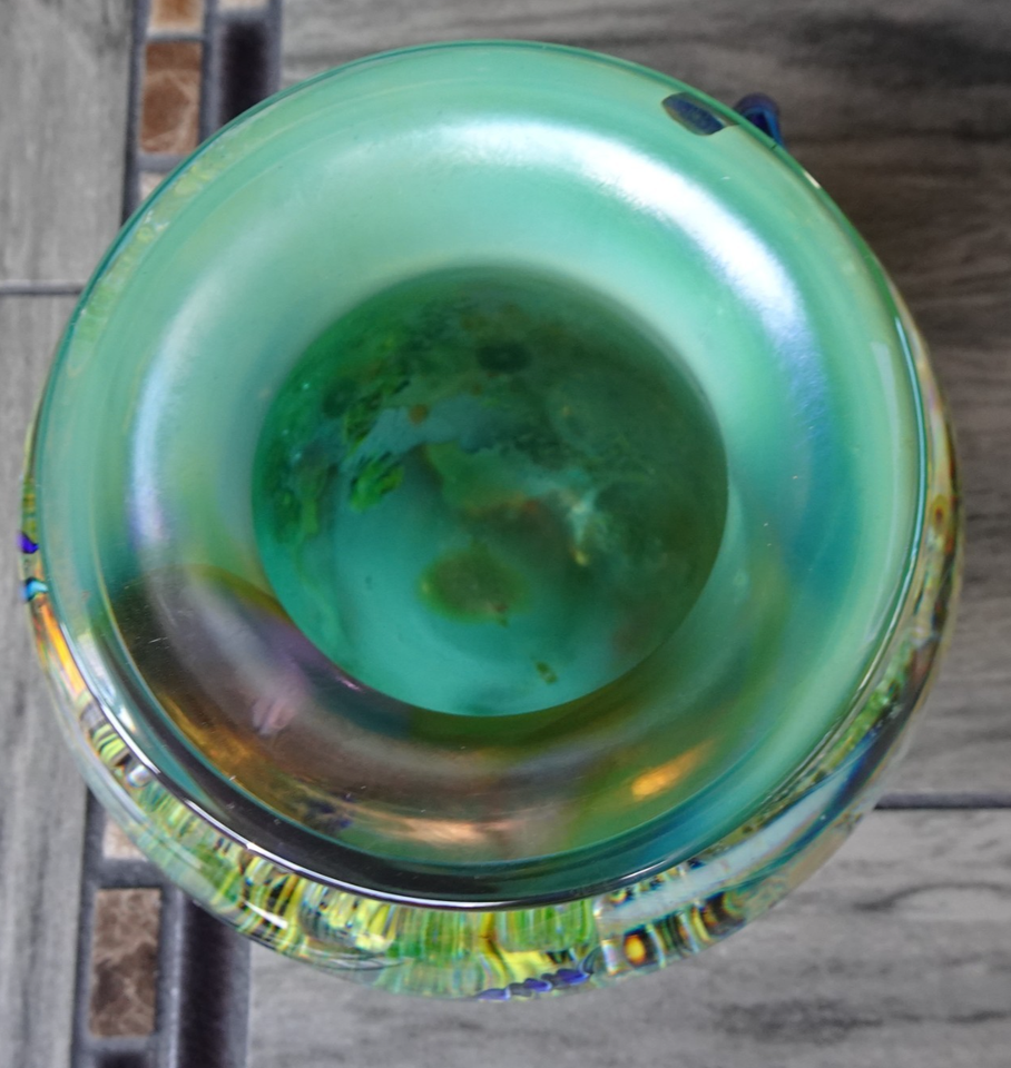 Signed Josh Simpson Studio Art Glass Inhabited Ocean Paperweight Vase ...