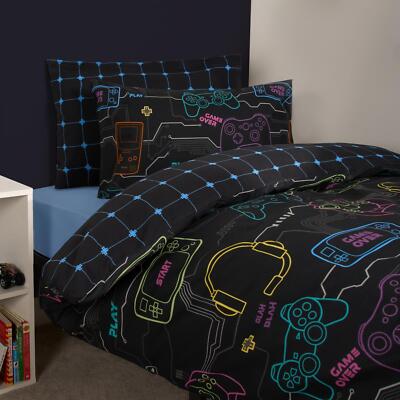 Gaming Duvet Cover Bedding Set Kids Reversible Quilt Junior Single ...