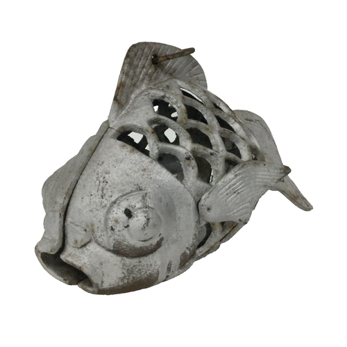 Vtg Cast Iron Koi Fish Japanese Votive Candle Lantern Garden Art Large ...