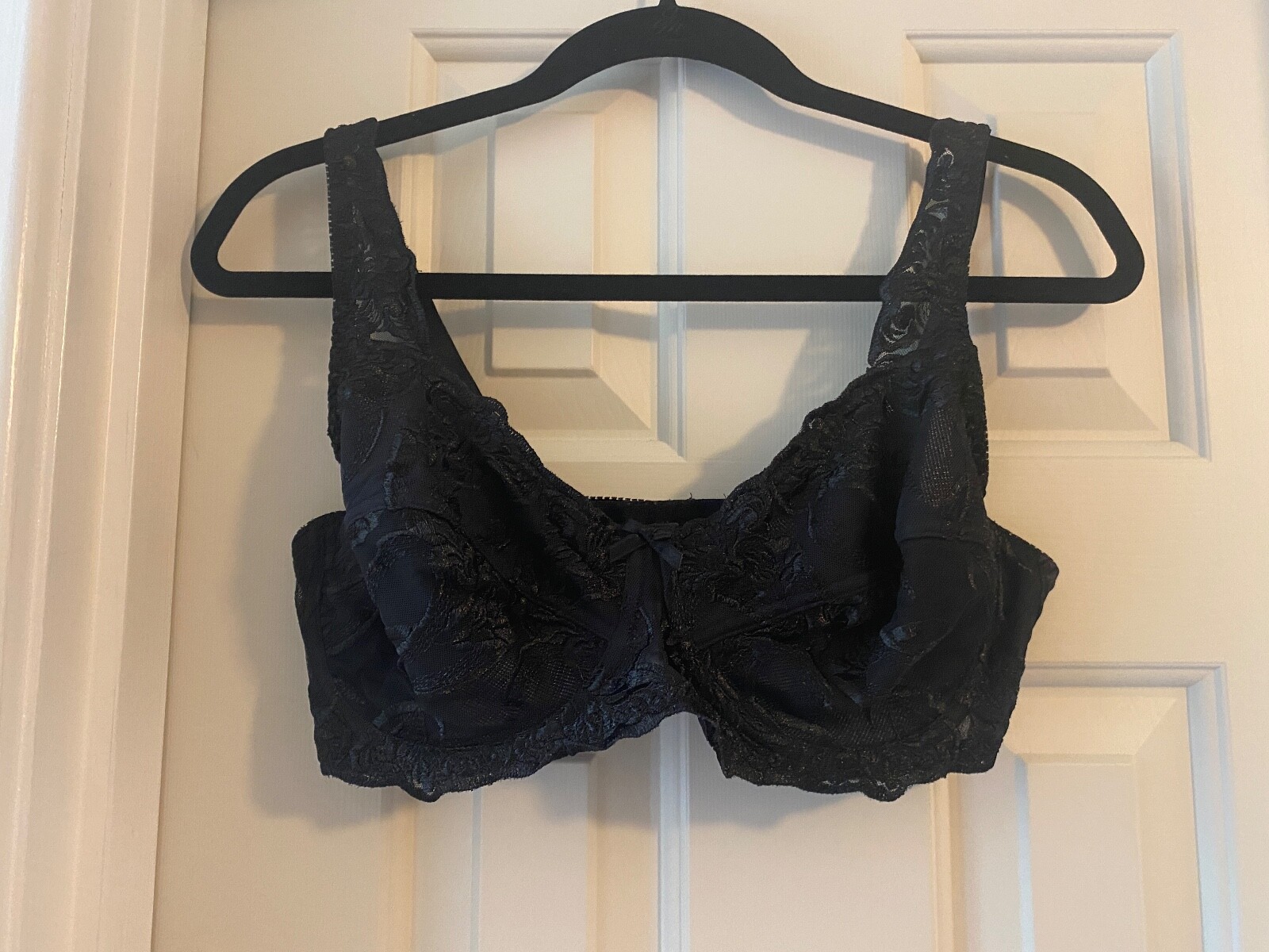 BARELY BREEZIES Embroidered Mesh Lace Bra BLACK 40C | eBay