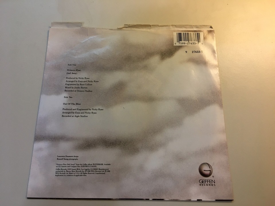 Enya Orinoco Flow Sail Away / Out of the Blue 7" 45 rpm Geffen VG ...