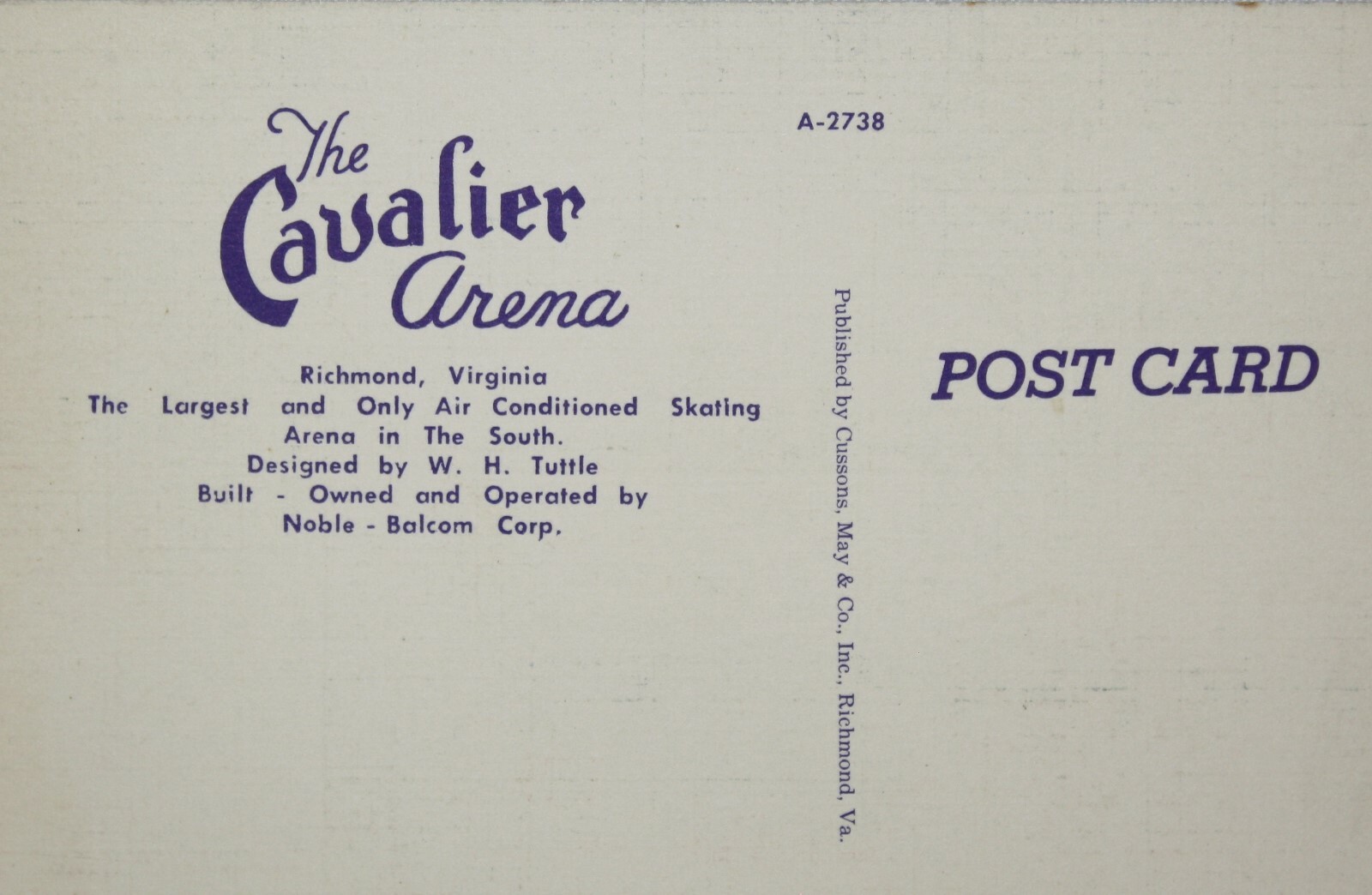 Vintage Richmond Virginia Cavalier Roller Skating Rink Linen | eBay