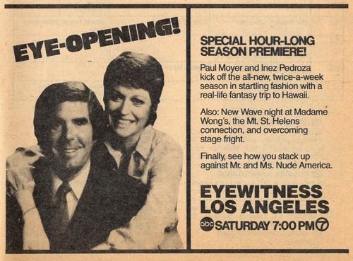 1980 TV AD ~ INEZ PEDROZA & PAUL MOYER host EYEWITNESS LOS ANGELES ...