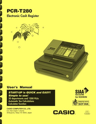 Casio PCR-T280 Electronic Cash Register OWNER USER'S MANUAL | eBay