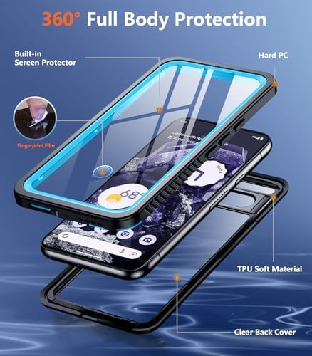 for Google Pixel 8a Case Waterproof, Built-in Lens & Screen Protector ...