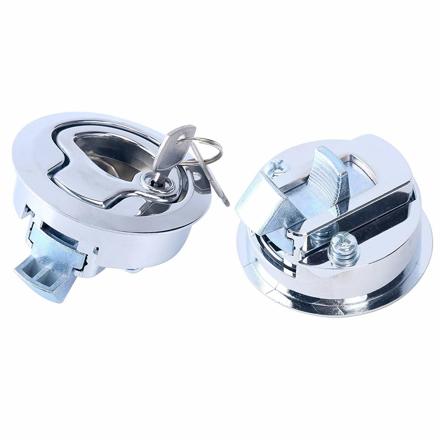 2 PCS Chrome 2" Marine Boat Locking Flush Pull Slam Latch Hatch with ...