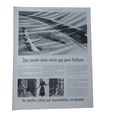 1942 Pullman - Two People Sleep When One Goes Pullman - Vintage Print ...