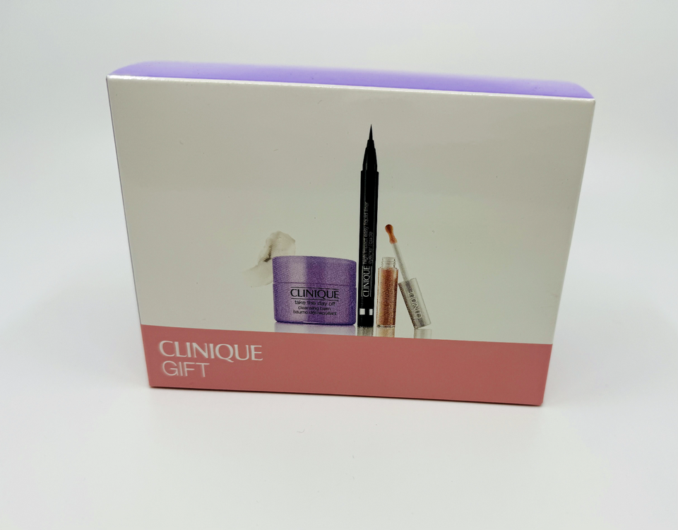 Clinique 3 Pcs Skincare makeup Deluxe Sample Gift Set Purple/White Box ...