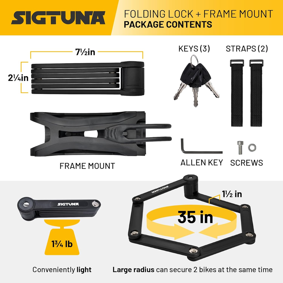 Folding Bike Lock - Hardened Steel 8Mm Fold-Up Heavy Duty Bike Lock ...