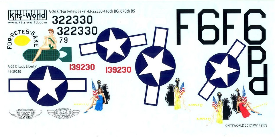 Kits World Decals 1/48 DOUGLAS A-26 INVADER For Pete's Sake & Lady ...