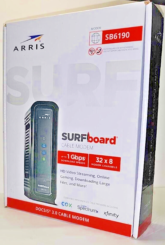 ARRIS SURFboard SB6190 DOCSIS 3.0 32 x 8 Gigabit Cable Modem(Open box ...