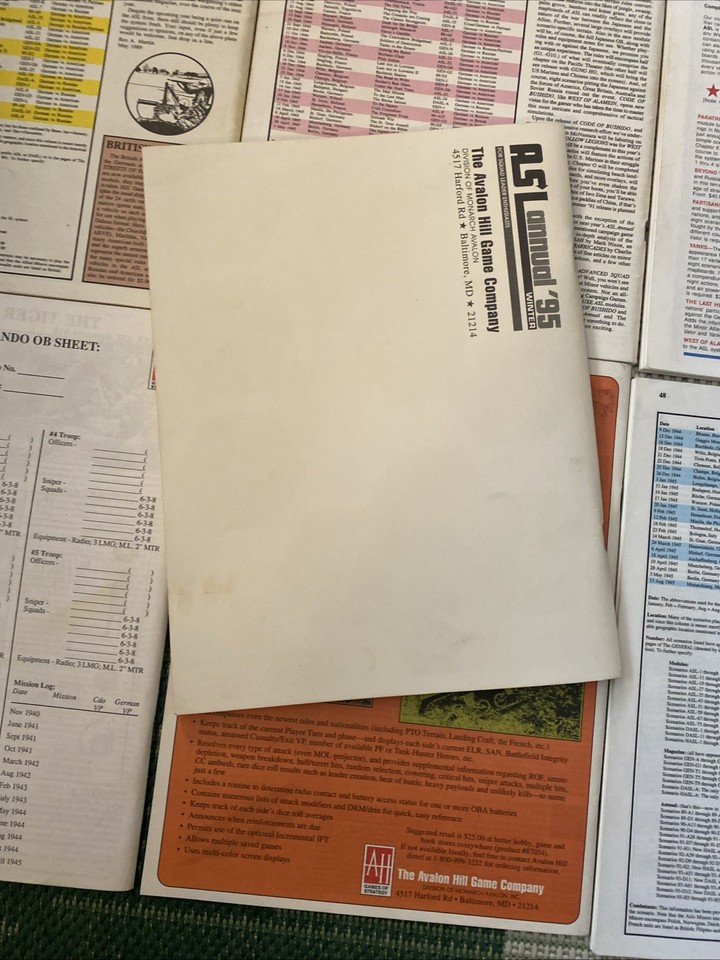 Lot Of 7 Avalon Hill Squad Leader ASL Annual Magazines 1989 90 91 92 93 ...