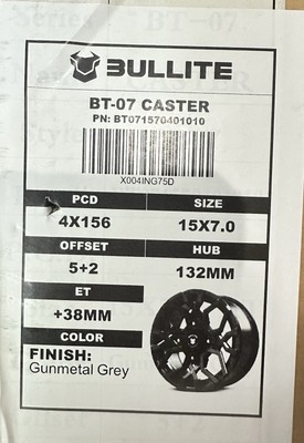 Bullite Wheels BT-07 Caster UTV ATV Wheel Gunmetal Gray Rims 15x7 ...