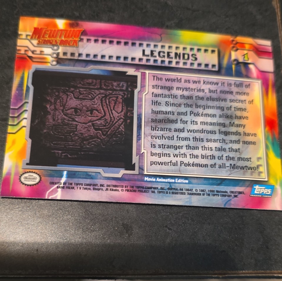Topps Pokémon 1998 Movie Animation Edition Legends #1 Mewtwo Rainbow ...