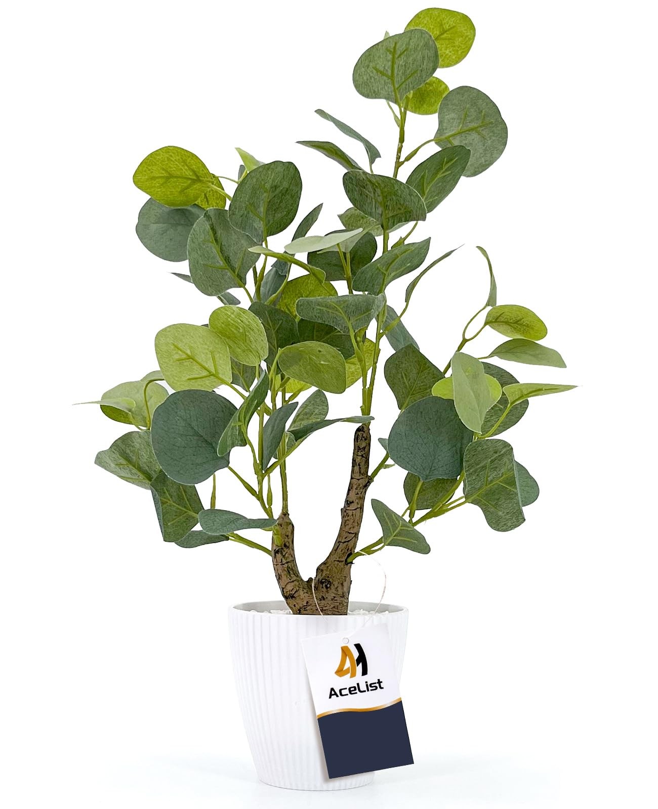 18.1 Inch Eucalyptus Tree Artificial with White Pot, Fake Eucalyptus ...