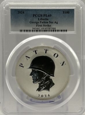 2024 Commander Series 5 oz George Patton Silver Coin PCGS PL69 First ...