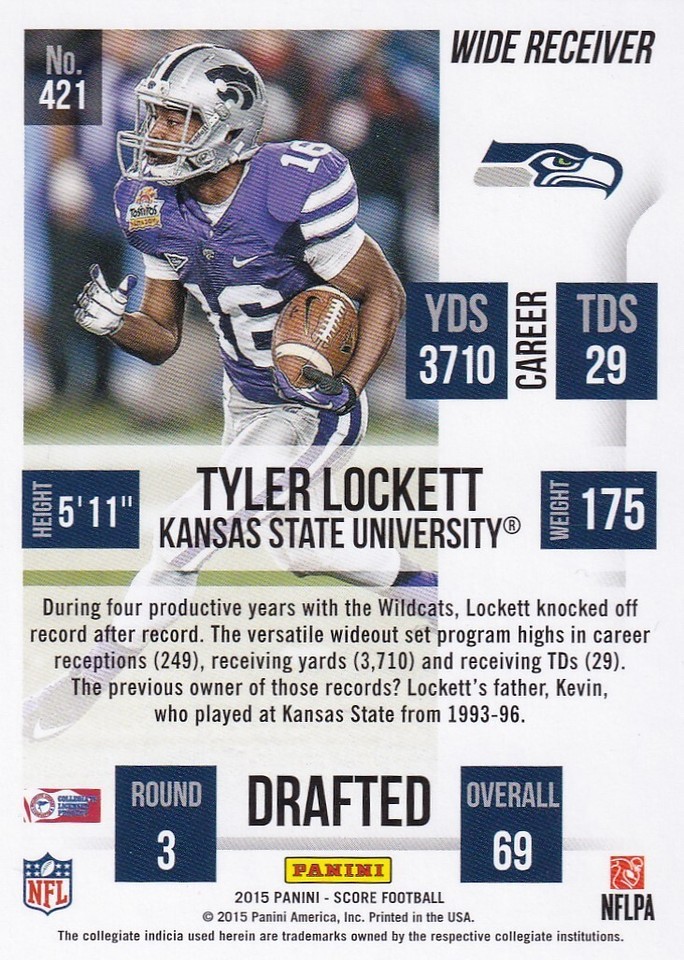 2015 Score Card #421 Tyler Lockett (Rookie Card) | eBay