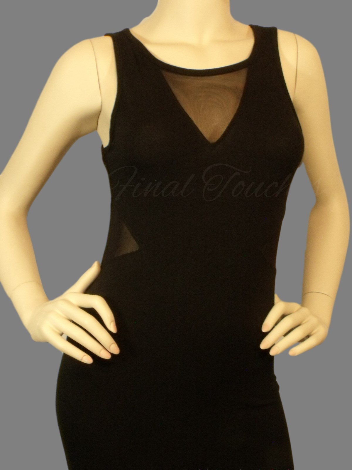 Sexy Black Dress w/ Sheer V-Neckline, V Sheer Back and Sheer Side Panel ...