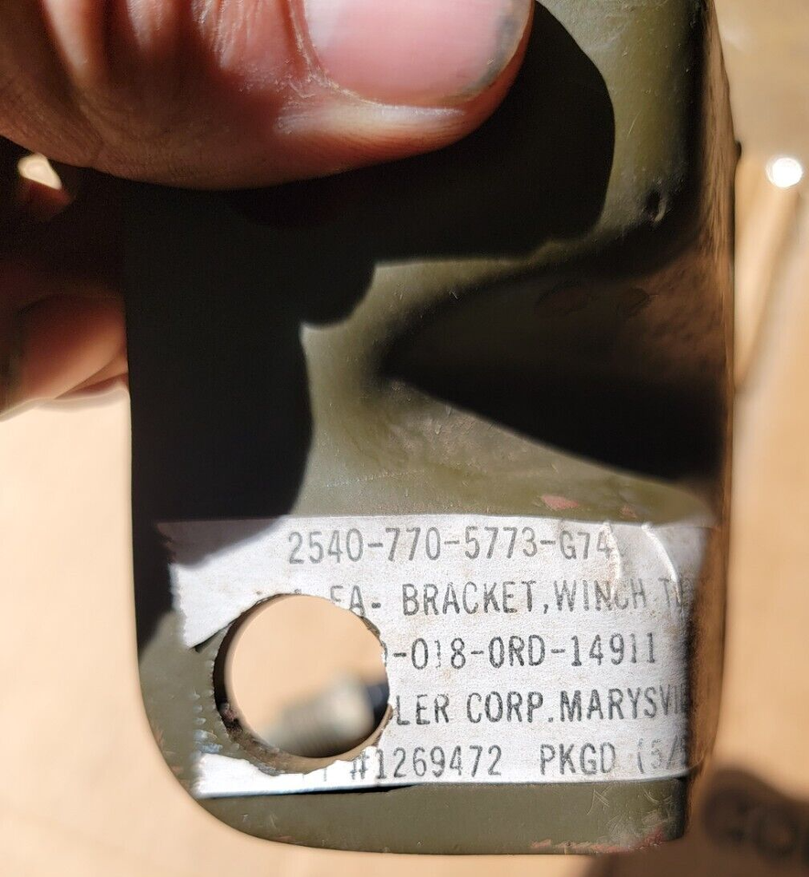 NOS Braden Winch to Bumper Bracket for Dodge M37 P# 7705773 & 2540-770 ...